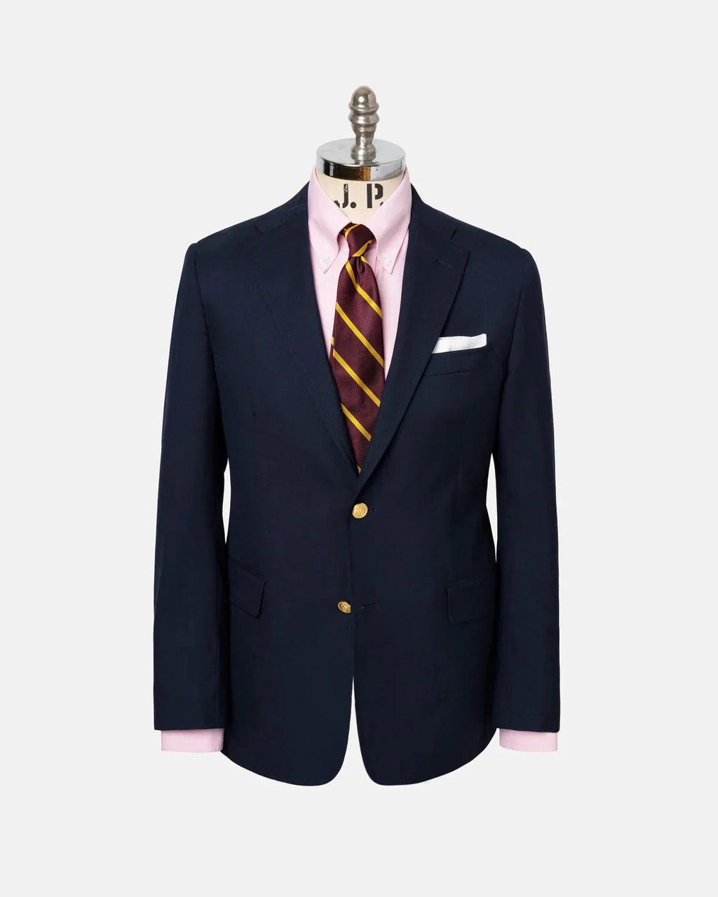 Navy Two Button Darted Tropical Wool Blazer | J.PRESS