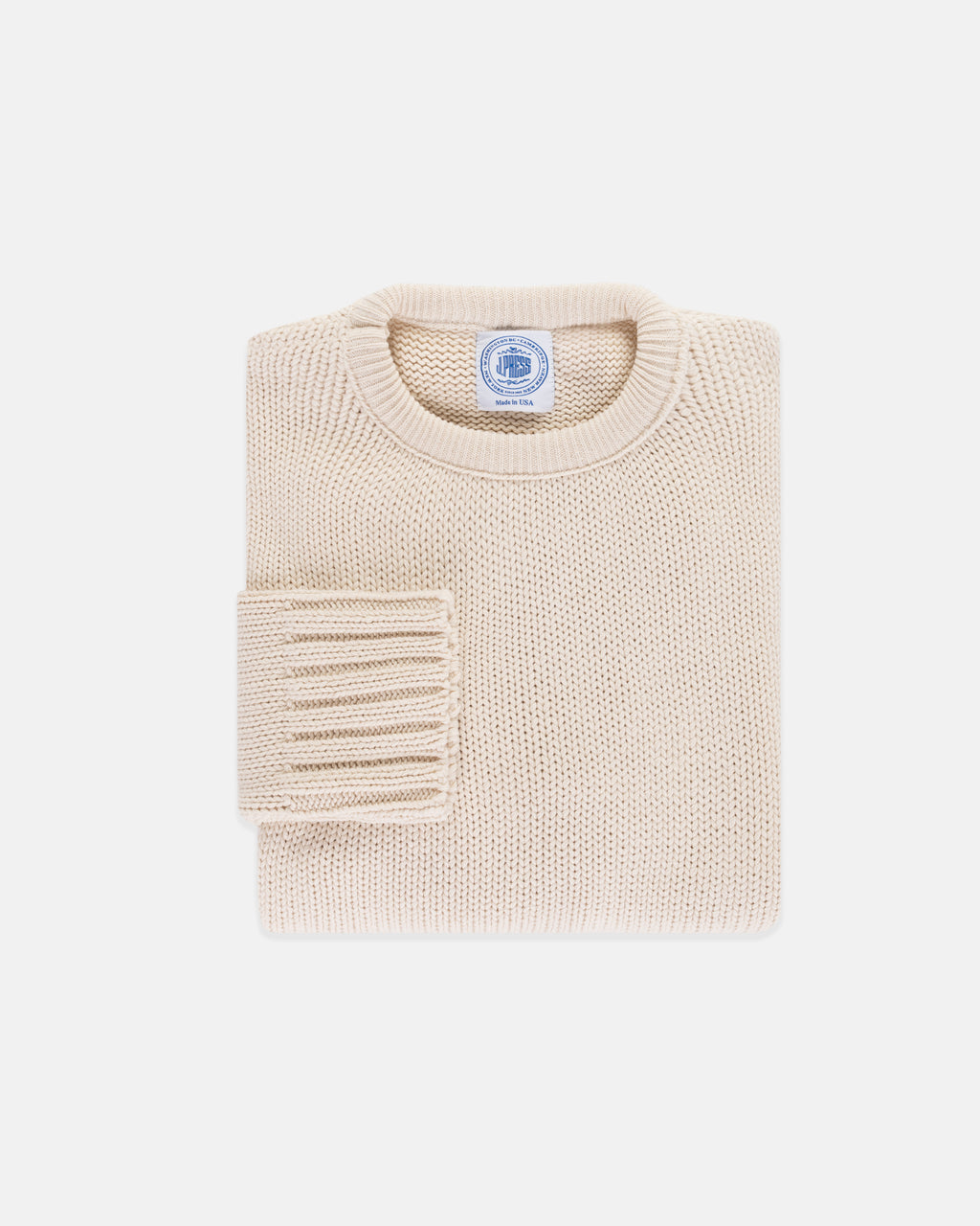Made-in-USA Natural Chunky Cotton Crewneck Sweater | J. Press