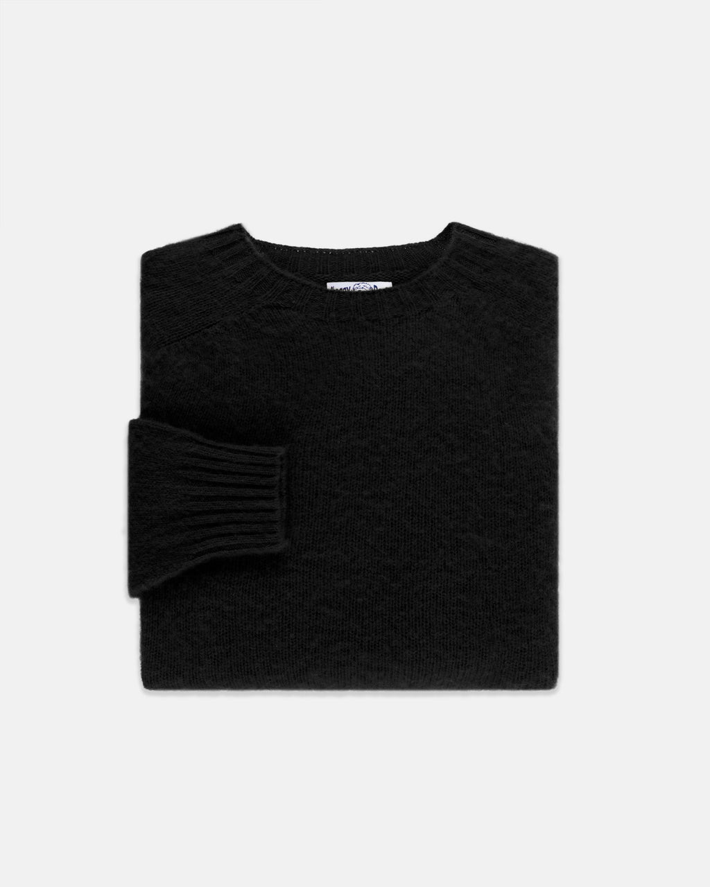 Made-in-Scotland Black Shaggy Dog Sweater - Trim Fit