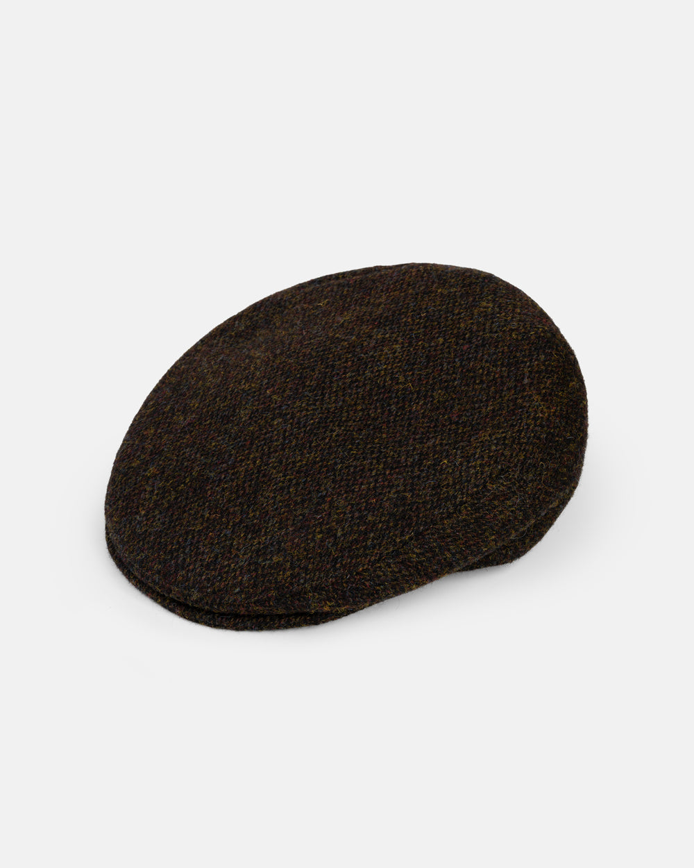 Brown/Olive Ticweave Harris Tweed Ivy Cap | Men's Hats - J. Press