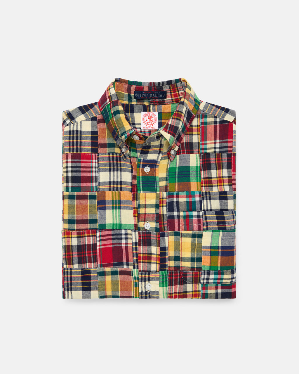 Patchwork Madras Button Down Short Sleeve Shirt - Classic Fit