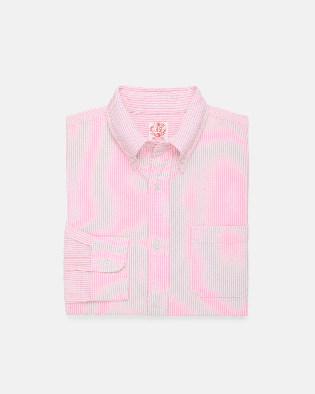 Pink & White Stripe Seersucker Sport Shirt - Classic Fit