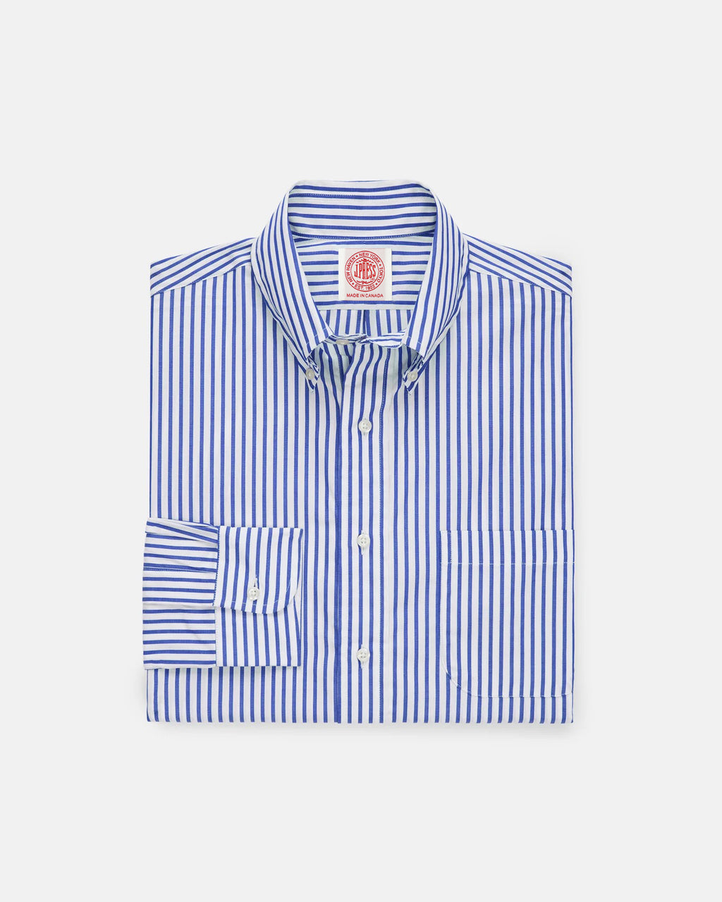 Made-in-Canada Blue Butcher Stripe Broadcloth Button Down Shirt ...