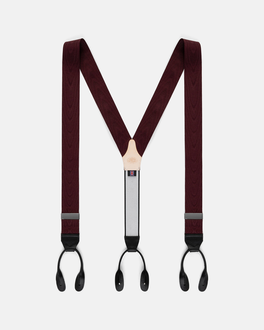 Made-in-England Wine Silk Moire Braces