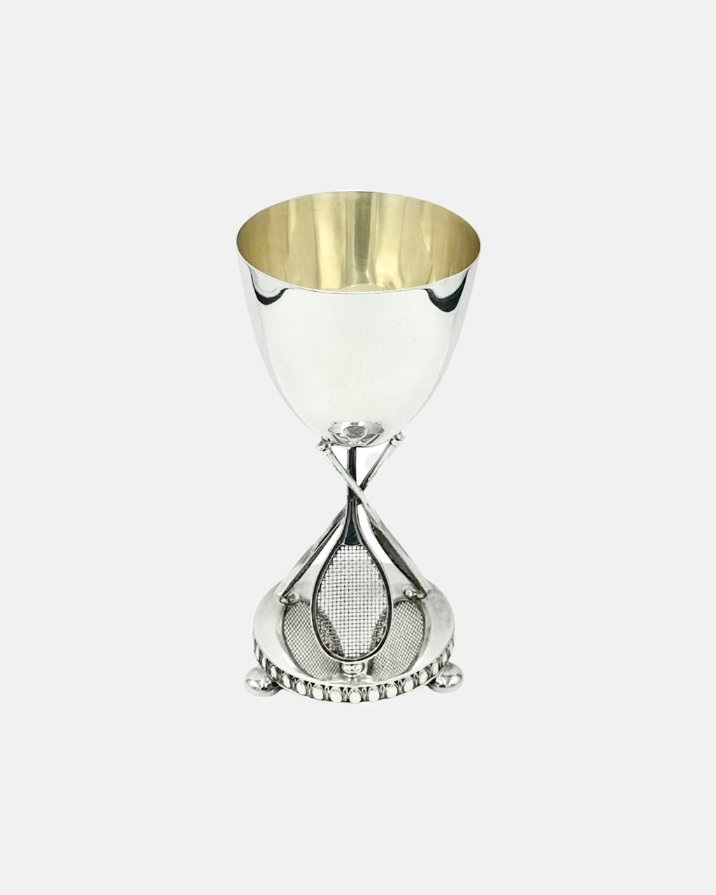 Vintage Silverplate Tennis Racquet Trophy Cup