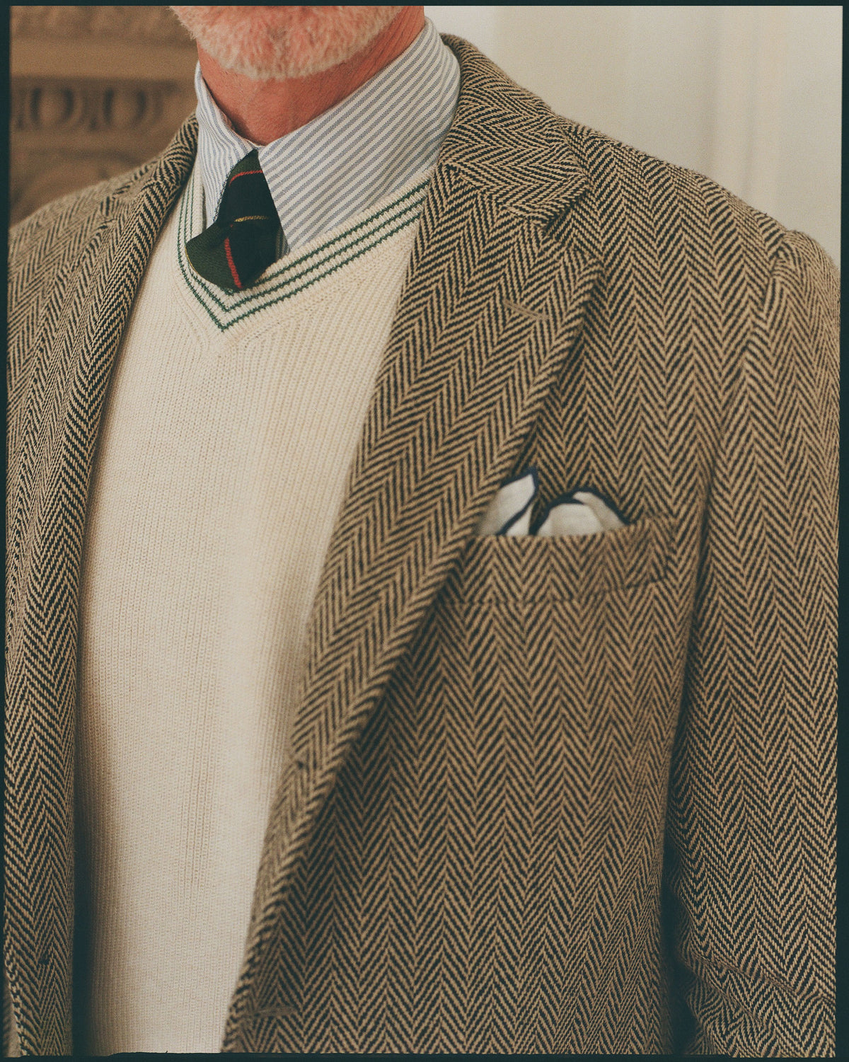 Made-in-USA Black & Tan Herringbone Cotton Sport Coat